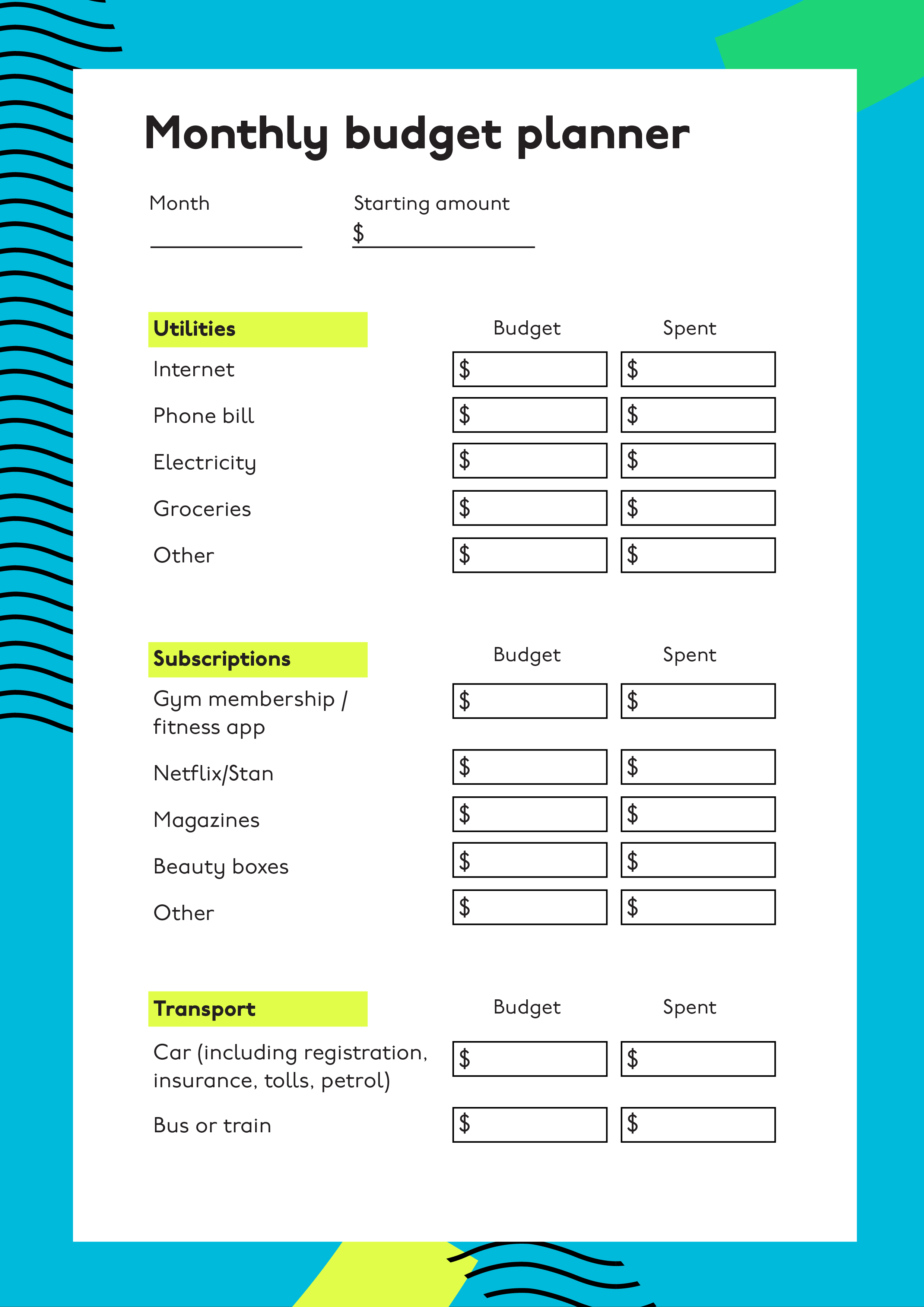 Free Printable Budget Planner 2025 Ian I McDonald